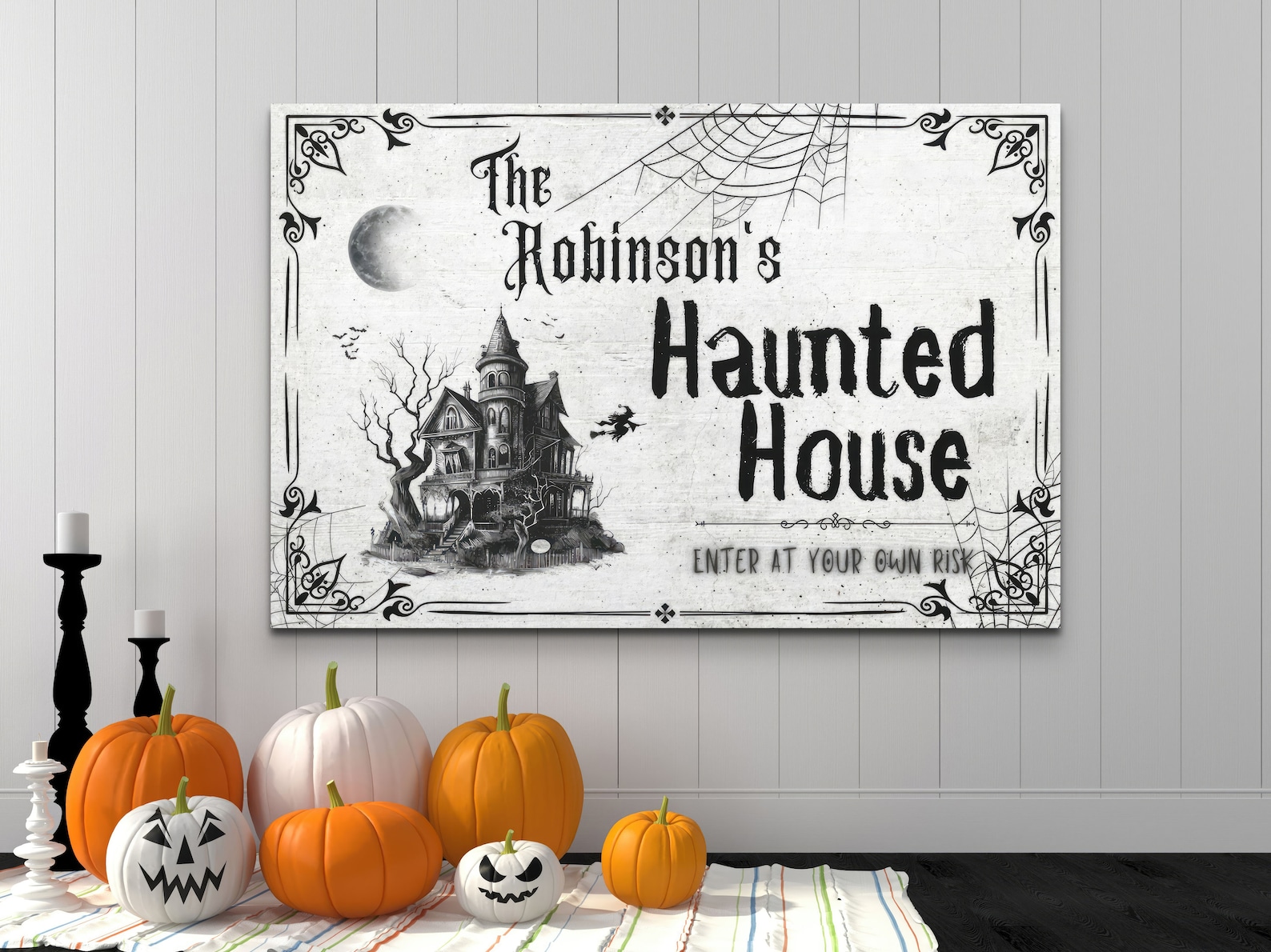 Halloween Personalized Haunted House Sign, Custom Haunted Mansion Wall ...