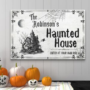 Halloween Personalized Haunted House Sign, Custom Haunted Mansion Wall ...
