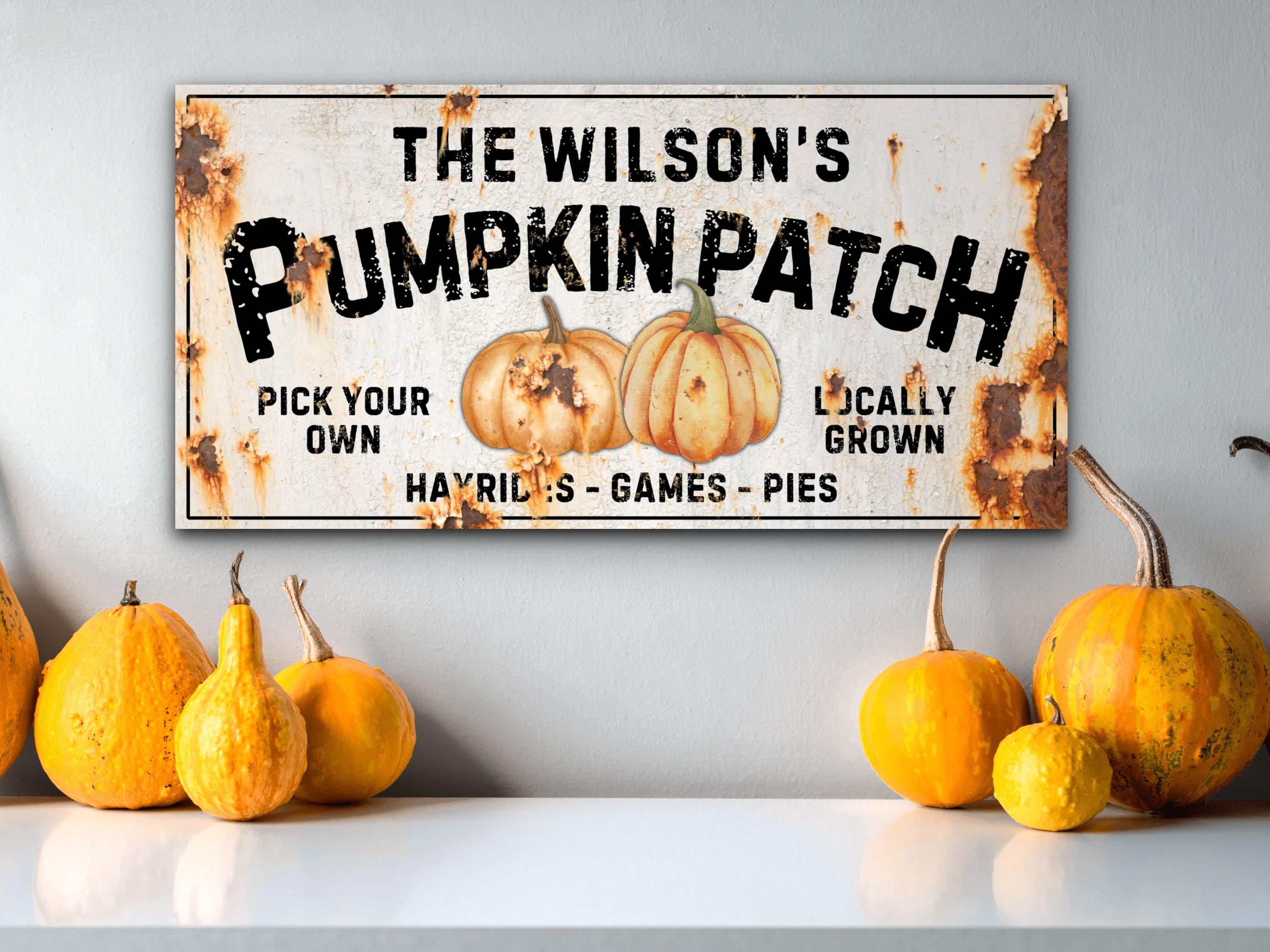 Pumpkin Patch Sign, Personalized Fall Wall Art, Thanksgiving Decor ...