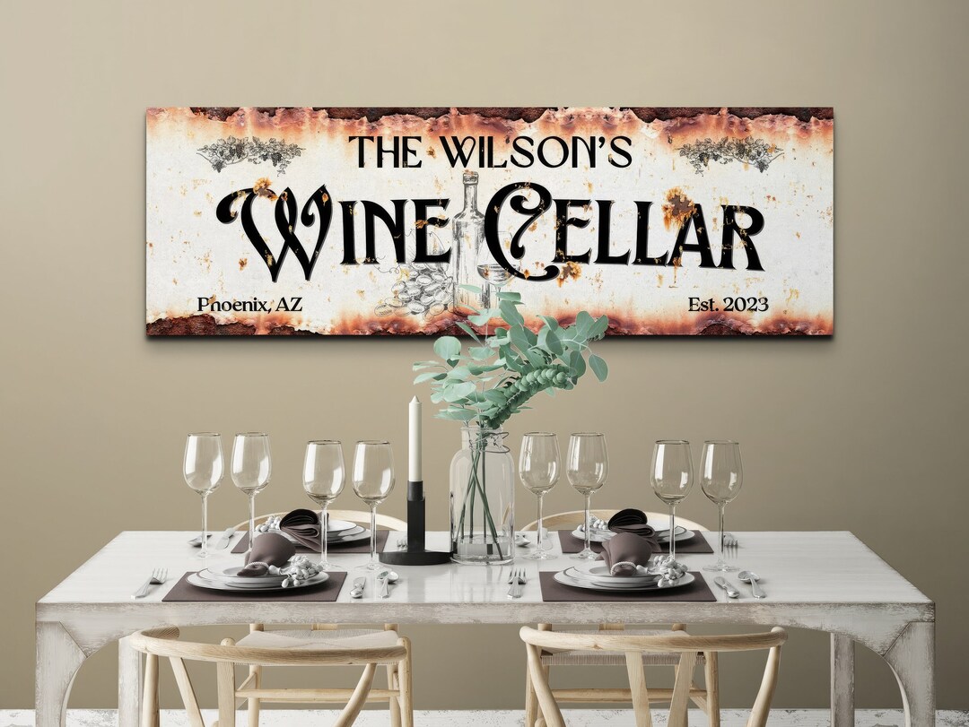 Wine Cellar Sign Personalized Wine Bar Wall Decor Rustic - Etsy