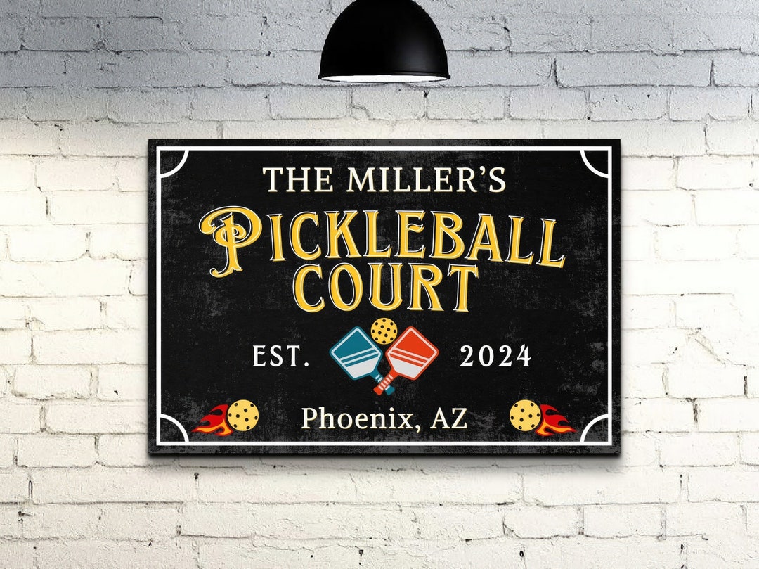 Personalized Pickleball Court Sign, Pickleball Decor Gift, Custom Wall ...