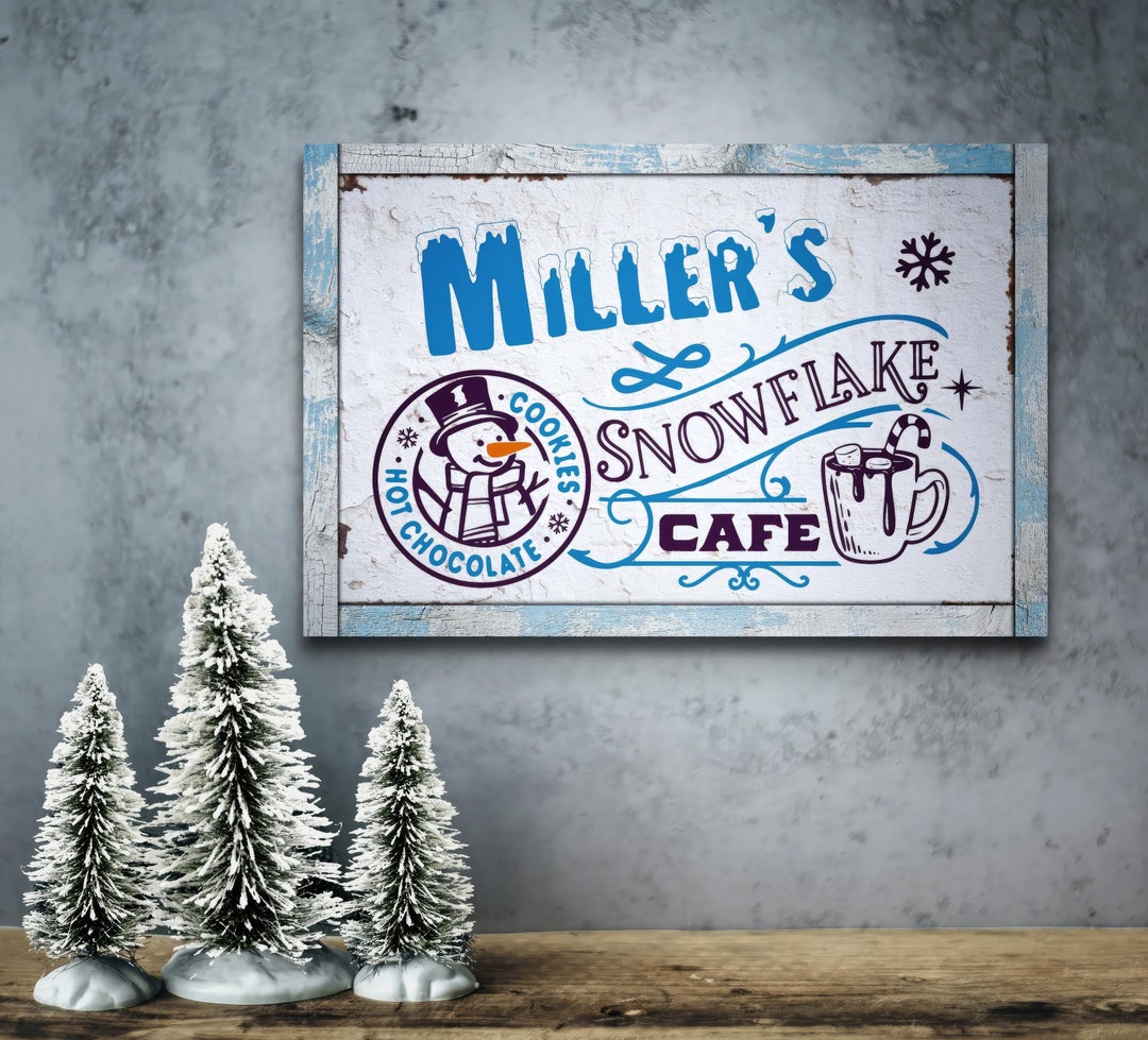 Personalized Christmas Cafe Sign, Custom Family Name Wall Art Decor ...