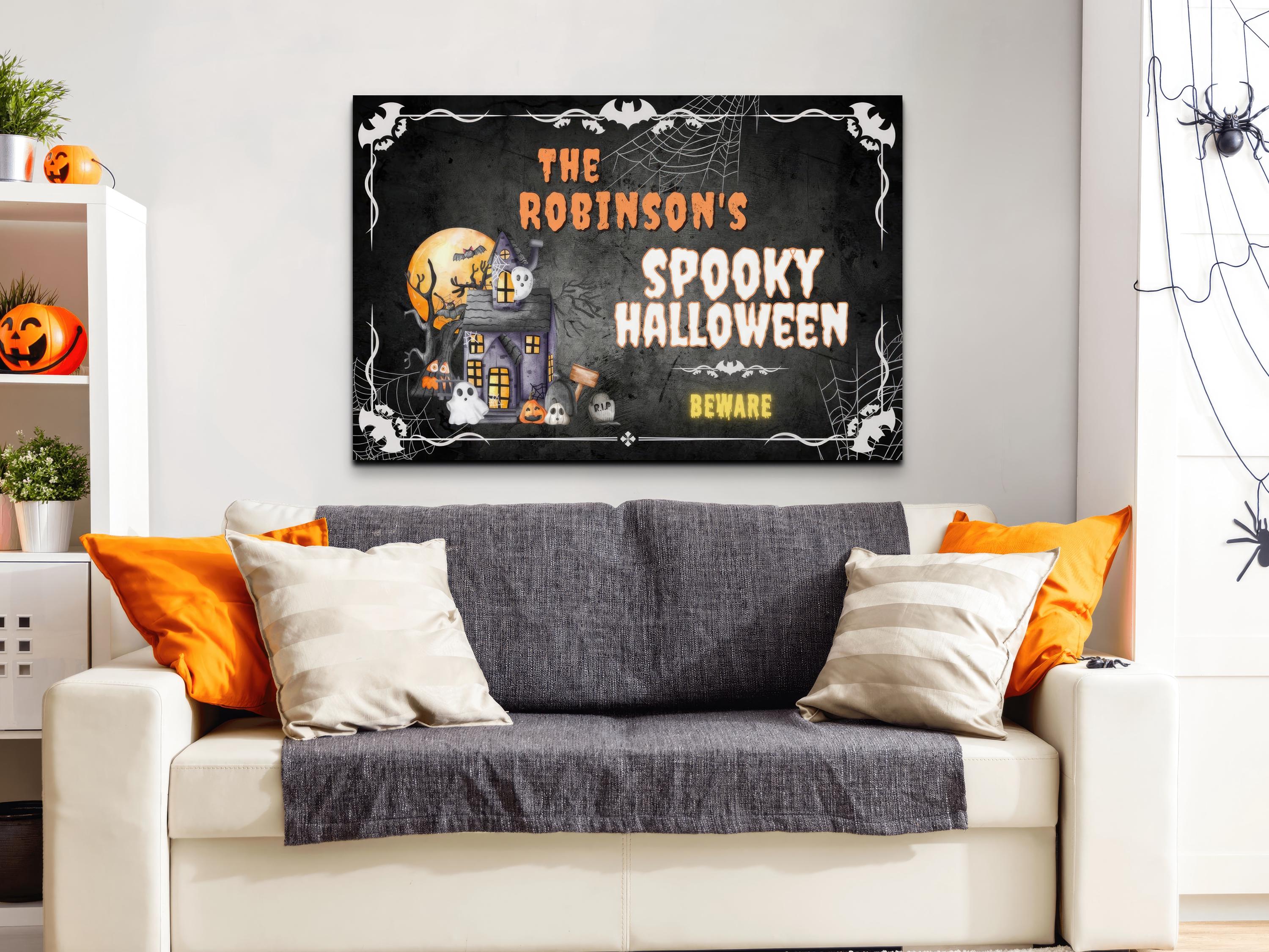 Spooky Halloween Sign, Personalized Spooky Halloween Wall Art Decor ...