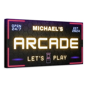 Arcade Sign, Custom Game Room Wall Art, Personalized Arcade Gifts for ...