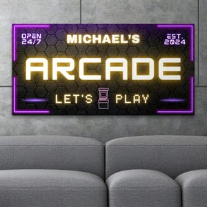 Arcade Sign, Custom Game Room Wall Art, Personalized Arcade Gifts for ...