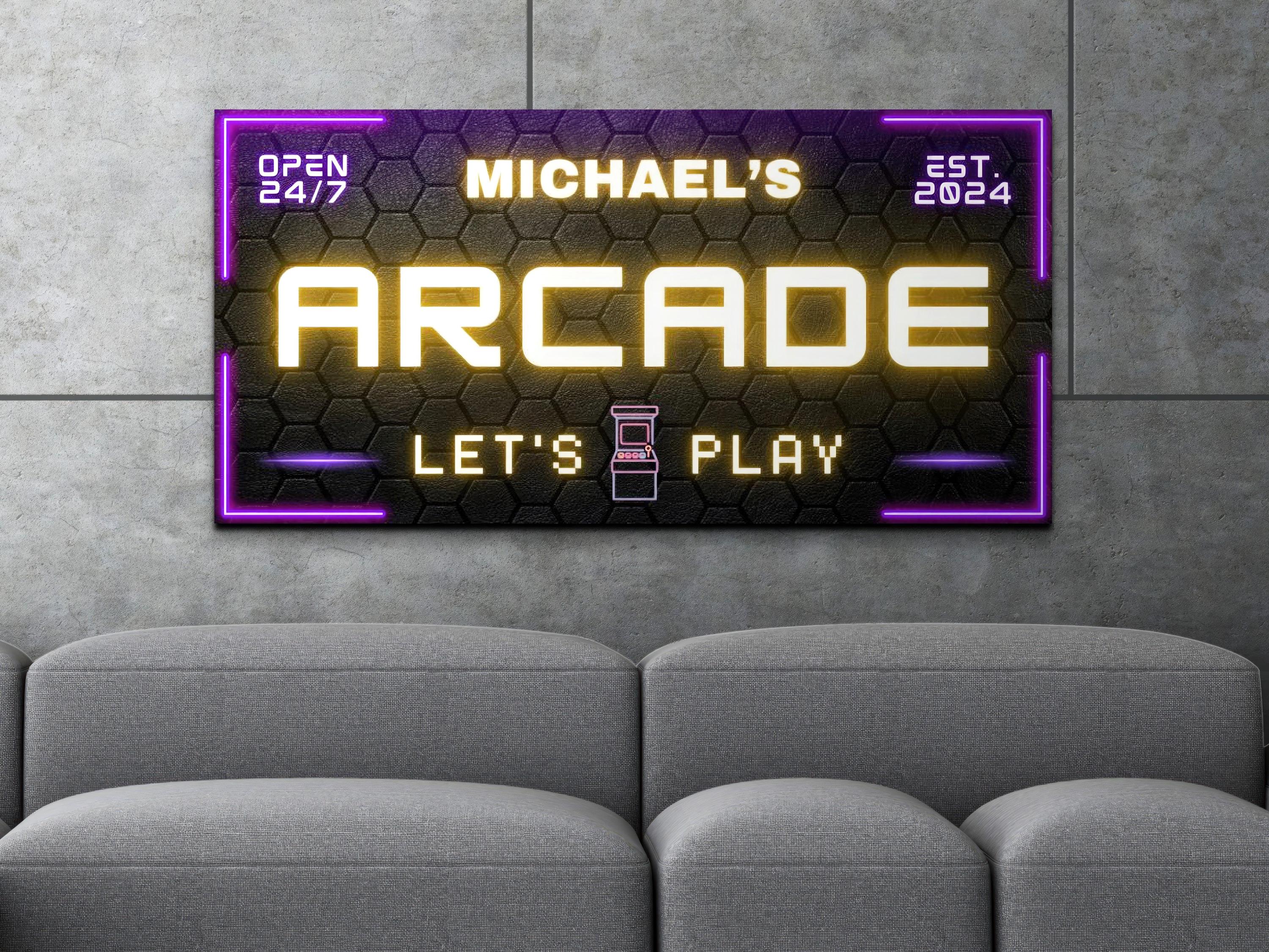 Arcade Sign, Custom Game Room Wall Art, Personalized Arcade Gifts for ...