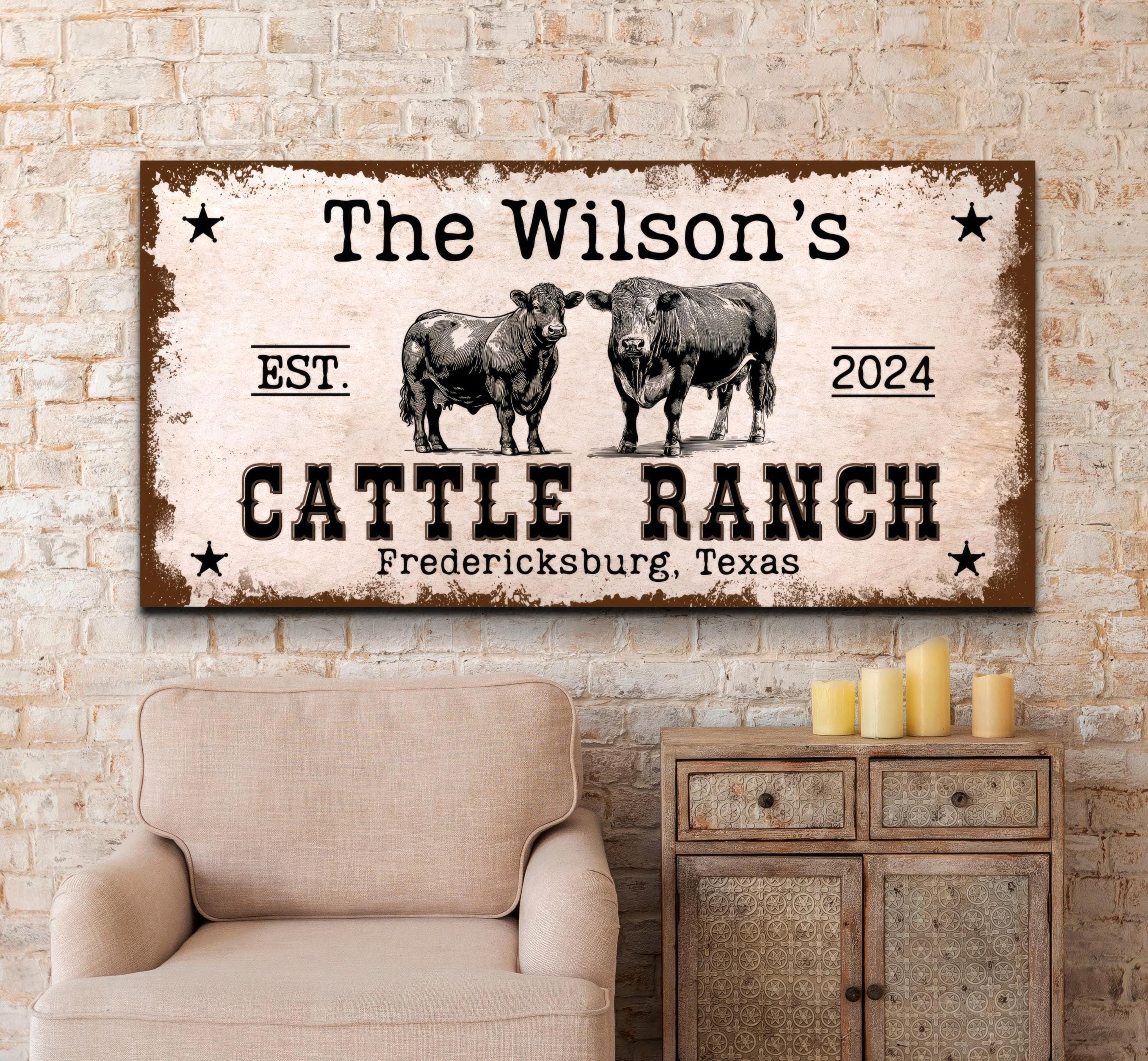 Cattle Ranch Sign, Custom Ranch Wall Art, Personalized Country Western ...