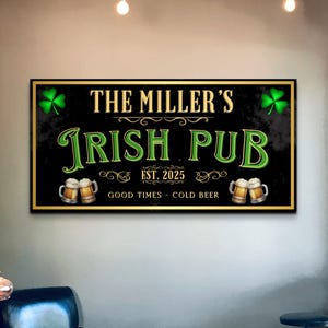 Irish Pub Sign Personalized Bar Wall Art, Custom Home Bar Decor, Man ...