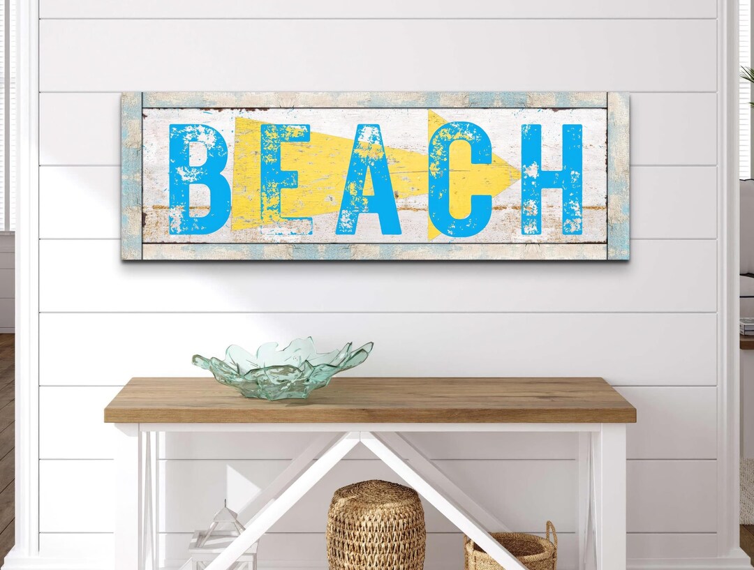 Beach Arrow Sign, Beach House Wall Decor, Modern Farmhouse Coastal Wall ...