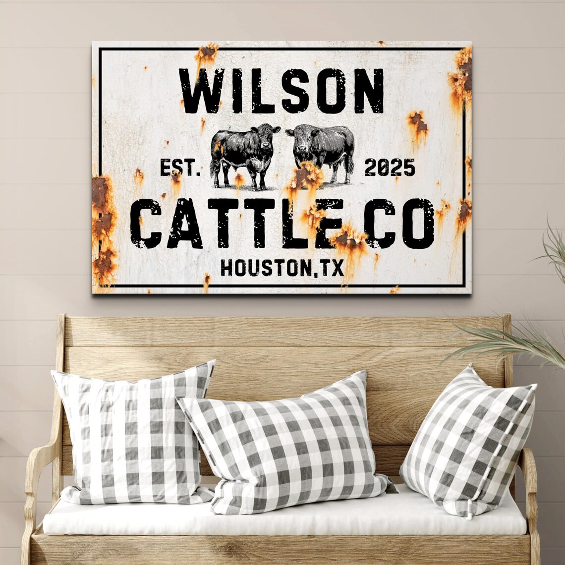 Cattle Company Sign, Personalized Farmhouse Wall Art, Rustic Ranch ...
