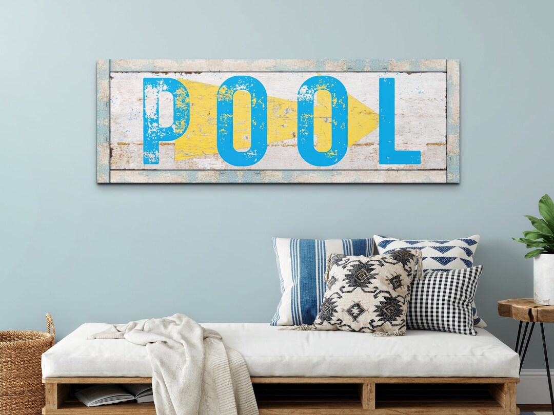Pool Arrow Sign Poolside Wall Art Home Decor Blue Pool - Etsy