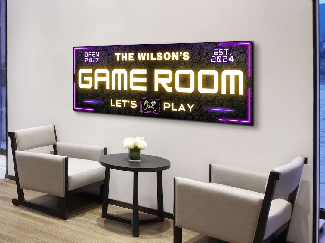 Game Room Sign, Custom Arcade Wall Art, Personalized Gifts for Him ...