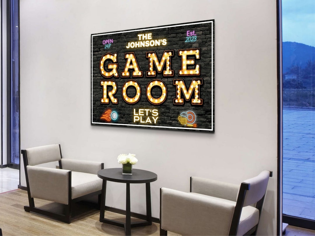 Personalized Game Room Sign, Game Marquee Sign, Arcade Room Decor ...