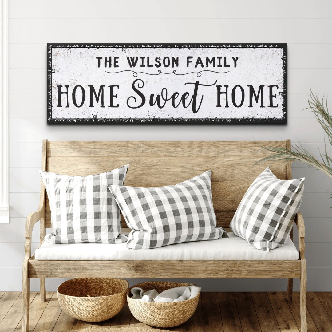Personalized Home Sweet Home Sign, Farmhouse Quotes Decor, Custom ...