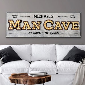 Personalized Man Cave Sign, Custom Basement Bar Decor Accessories, Dad ...