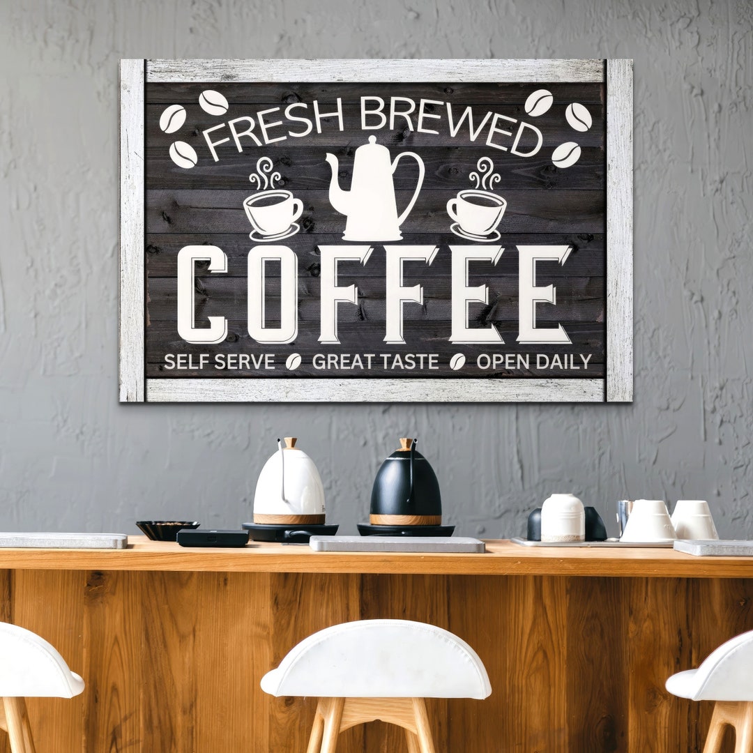Coffee Wall Art, Mini Coffee Bar Sign, Modern Black White Decor ...