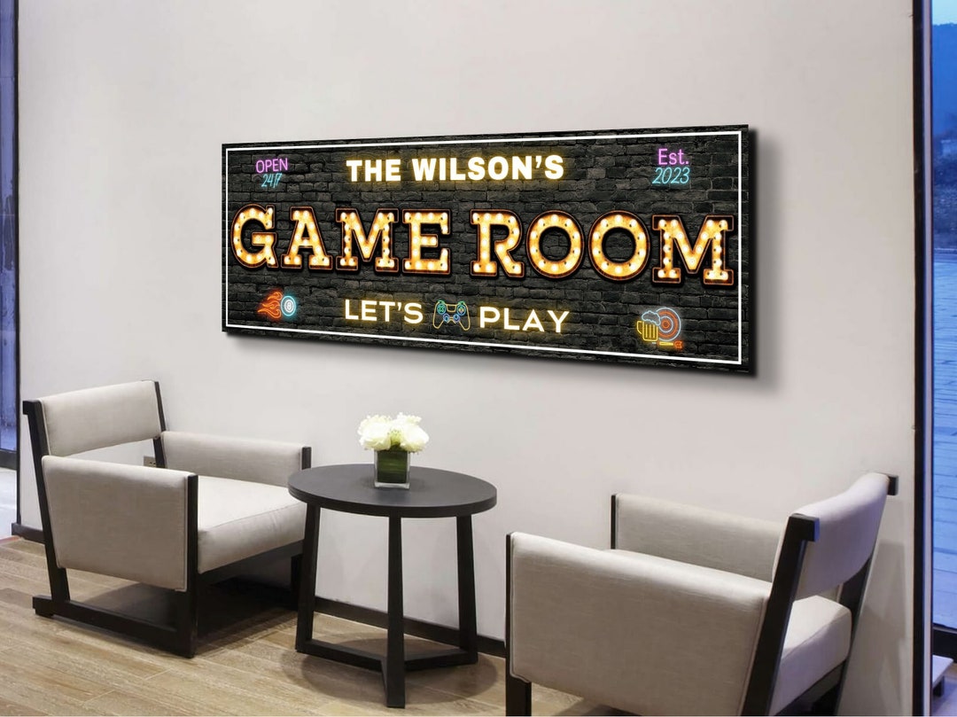 Game Room Sign, Custom Arcade Decor, Personalized Billiards Wall Art ...