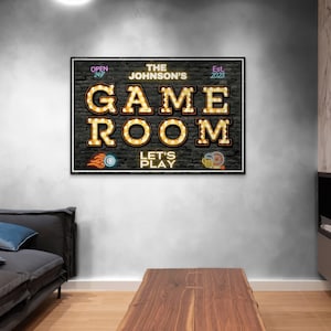 Personalized Game Room Sign, Game Marquee Sign, Arcade Room Decor ...