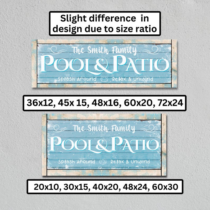 Pool and Patio Signs, Personalized Poolside Decor, Custom Rustic Pool ...