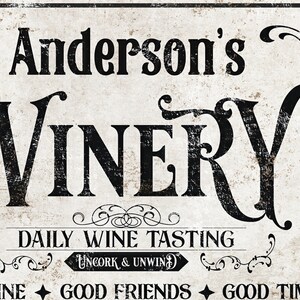 Vintage Winery Sign, Personalized Wine Bar Wall Art, Custom Home Decor ...