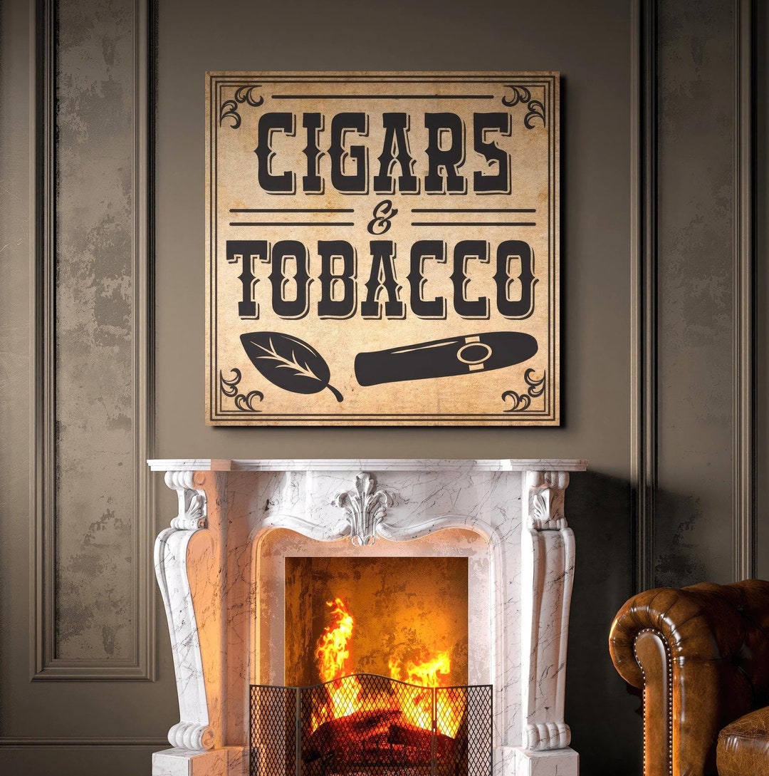 Vintage Cigar & Tobacco Sign, Primitive Western Wall Art, Farmhouse Bar ...