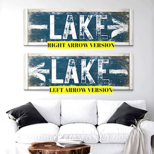 Lake Arrow Sign, Lake House Decor, Modern Farmhouse Wall Art, Rustic ...