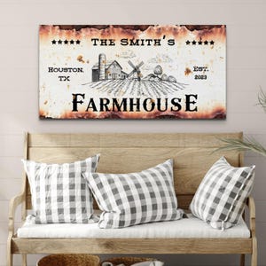 Rustic Farmhouse Sign, Personalized Farm Wall Decor Art, Custom Vintage ...
