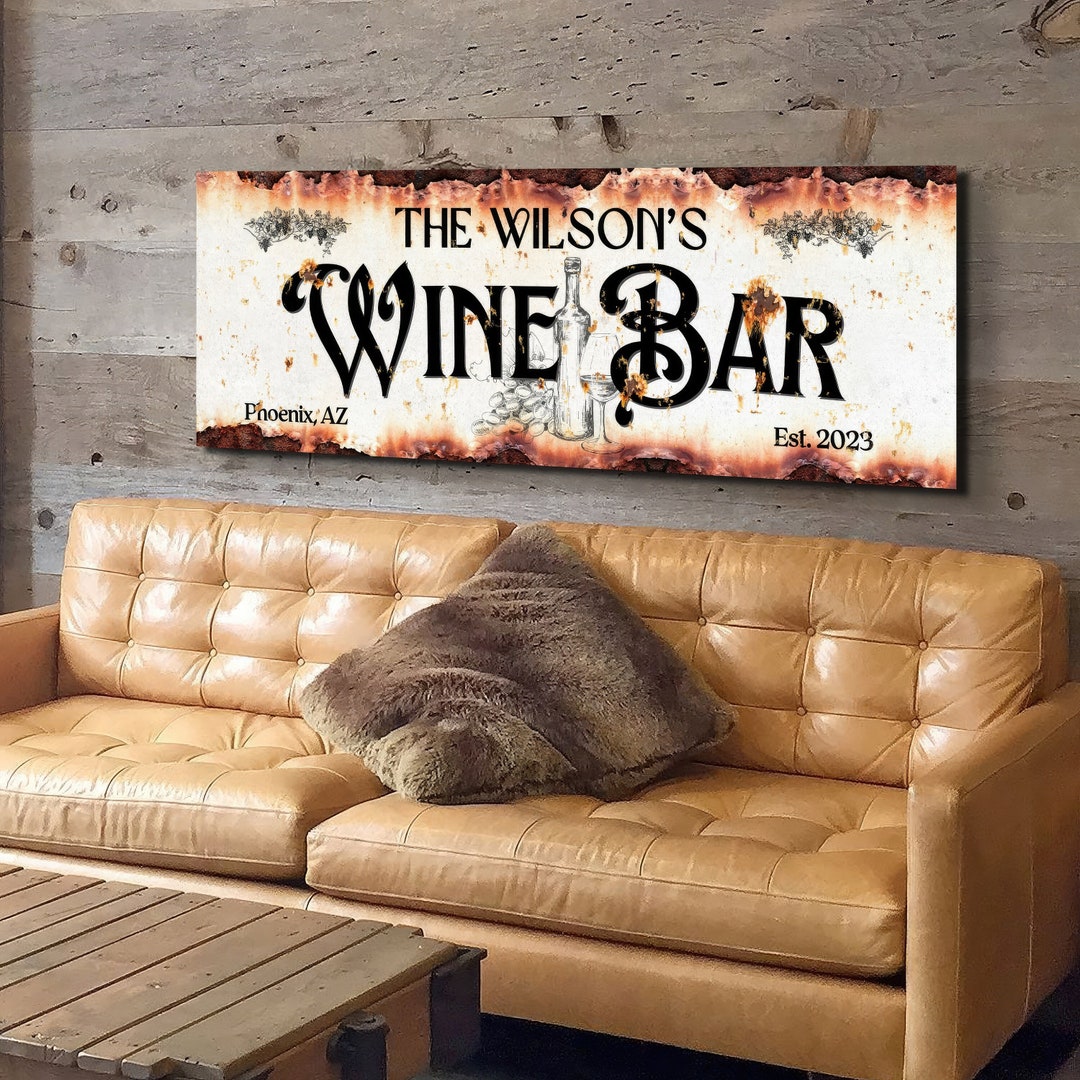 Wine Bar Sign, Personalized Wine Bar Wall Decor, Custom Rustic Wine ...