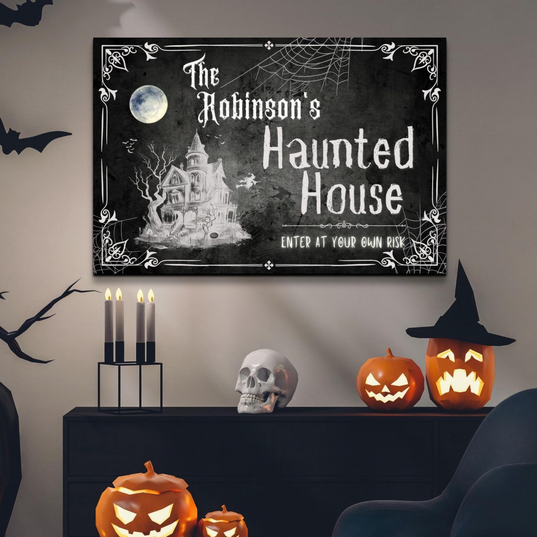 Halloween Personalized Haunted House Sign, Custom Haunted Mansion Wall ...