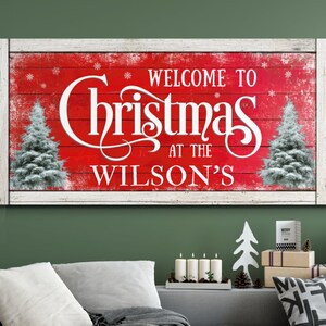 Welcome Christmas Sign, Personalized Christmas Wall Art, Custom ...