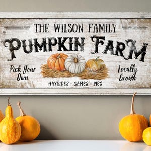 Pumpkin Farm Sign, Personalized Pumpkin Wall Art, Rustic Fall Decor ...