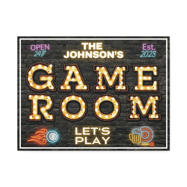 Personalized Game Room Sign Game Marquee Sign Arcarde Room - Etsy