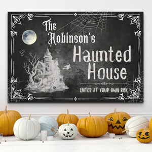 Halloween Personalized Haunted House Sign, Custom Haunted Mansion Wall ...