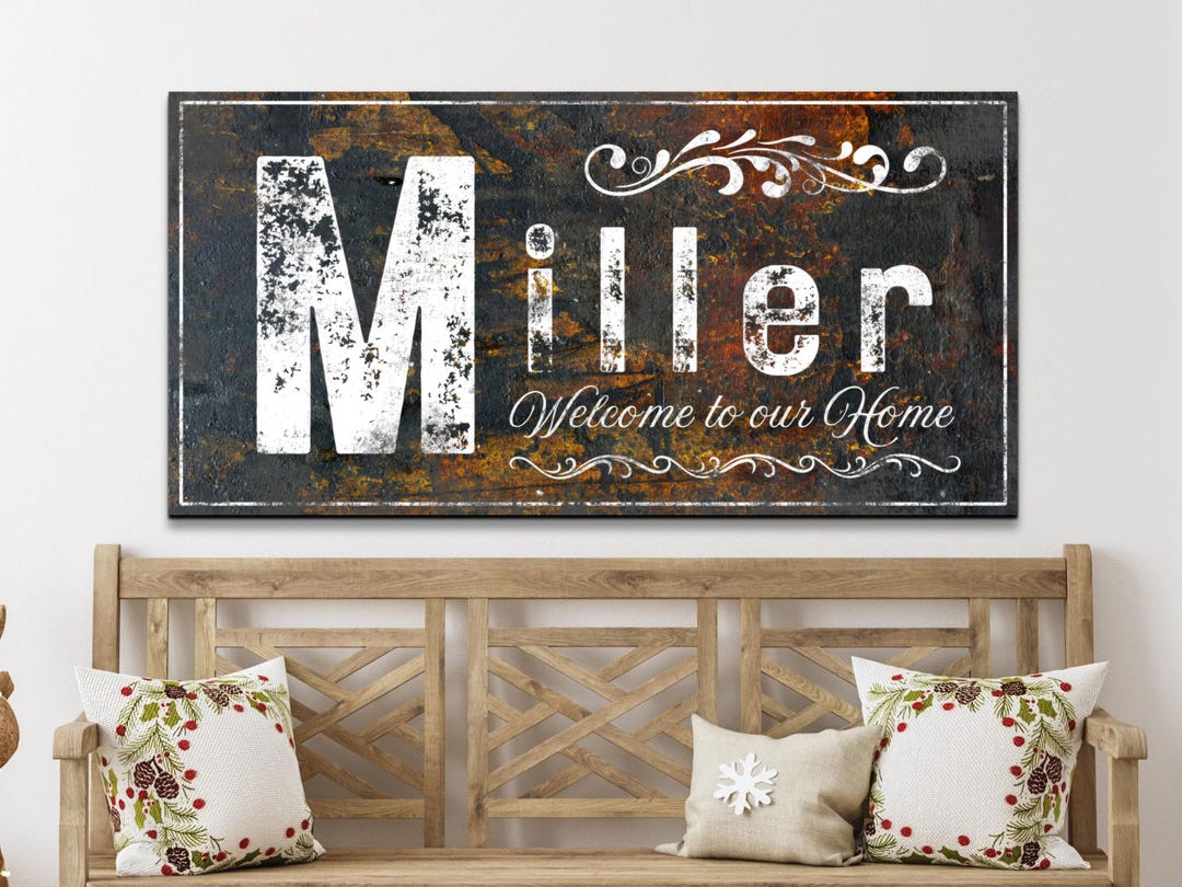 Rustic Family Name Sign, Modern Farmhouse Welcome to Our Home Wall Art ...