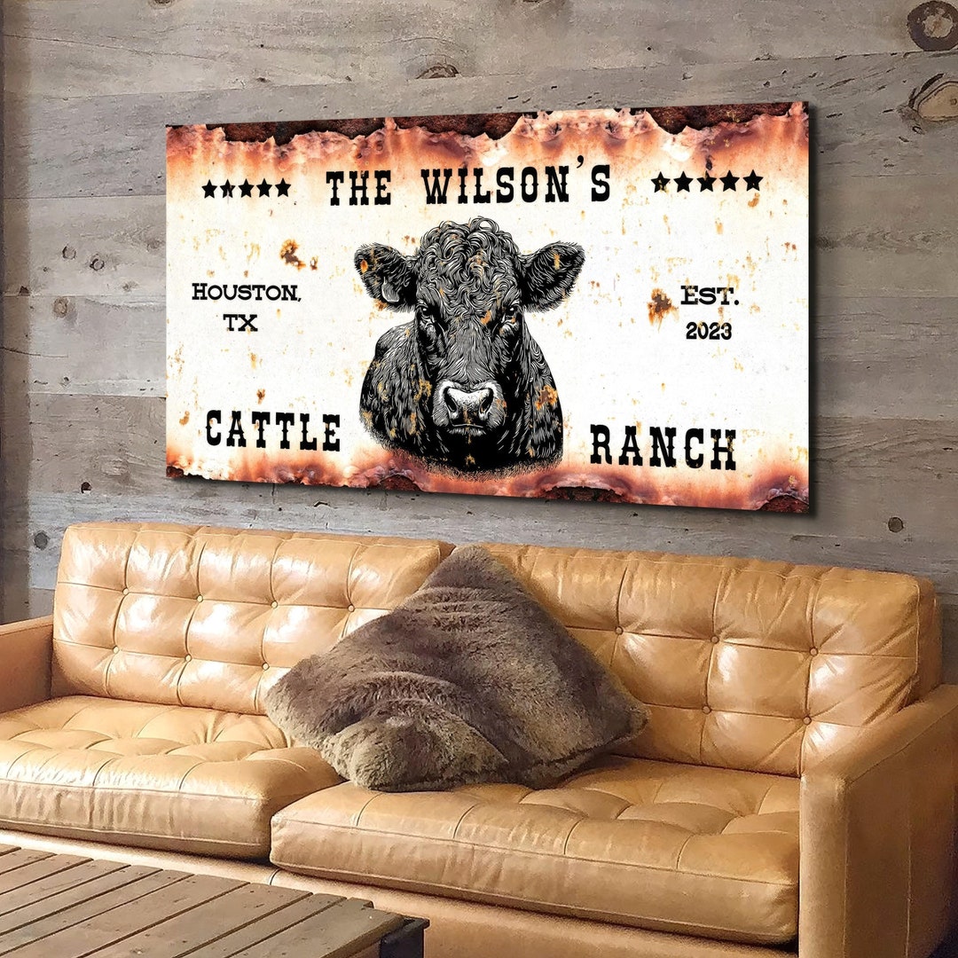 Cattle Ranch Signs, Personalized Farmhouse Ranch Wall Art, Rustic ...