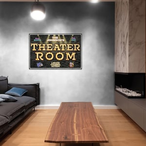 Theater Sign, Personalized Home Theater Decor, Custom Cinema Wall Art ...