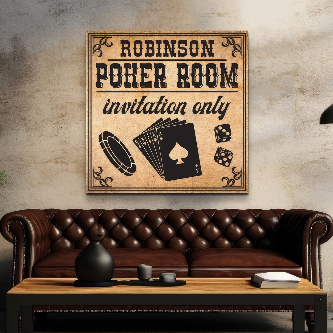 Poker Room Sign, Personalized Vintage Gambling Wall Art, Custom Western ...