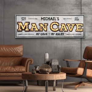 Personalized Man Cave Sign, Custom Basement Bar Decor Accessories, Dad ...