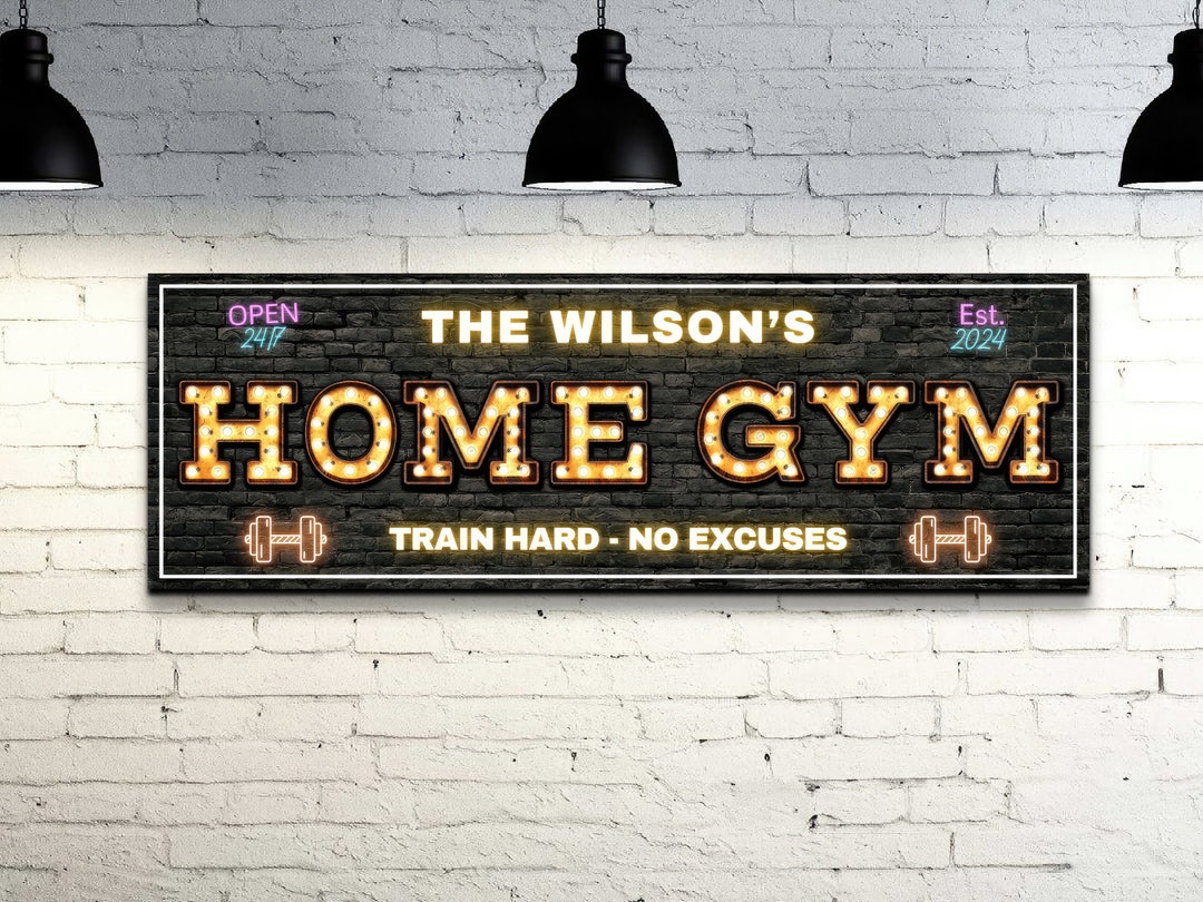 Home Gym Sign, Custom Fitness Wall Art, Personalized Gym Decor ...