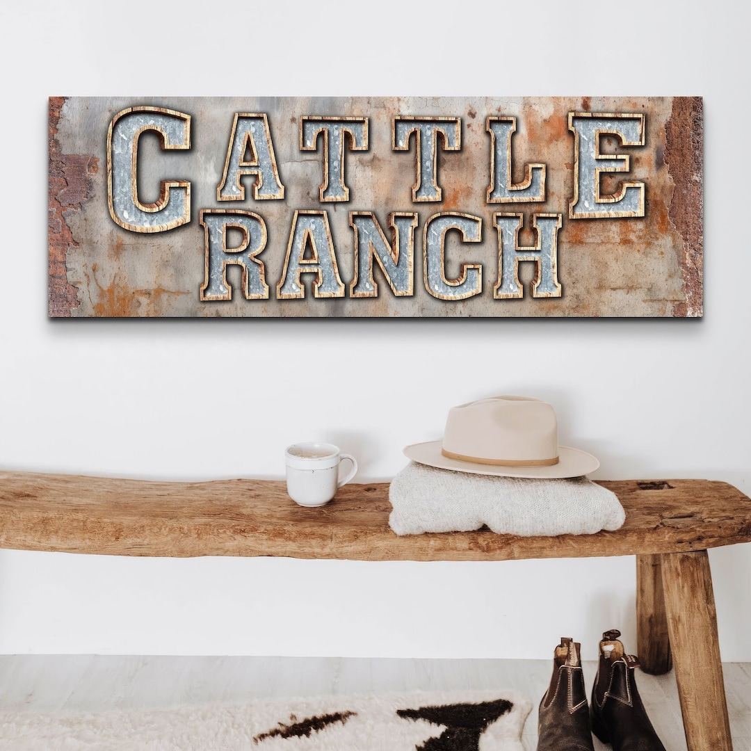 Cattle Ranch Sign, Rustic Western Wall Art, Cowboy Decor, Cattle Gifts ...