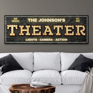 Personalized Cinema Signs, Home Theater Wall Art, Custom Movies Home ...