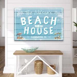 Beach House Sign, Personalized Beach Condo Wall Art, Summer Home Decor ...