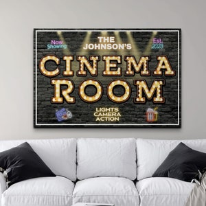 Theater Sign, Personalized Home Theater Decor, Custom Cinema Wall Art ...