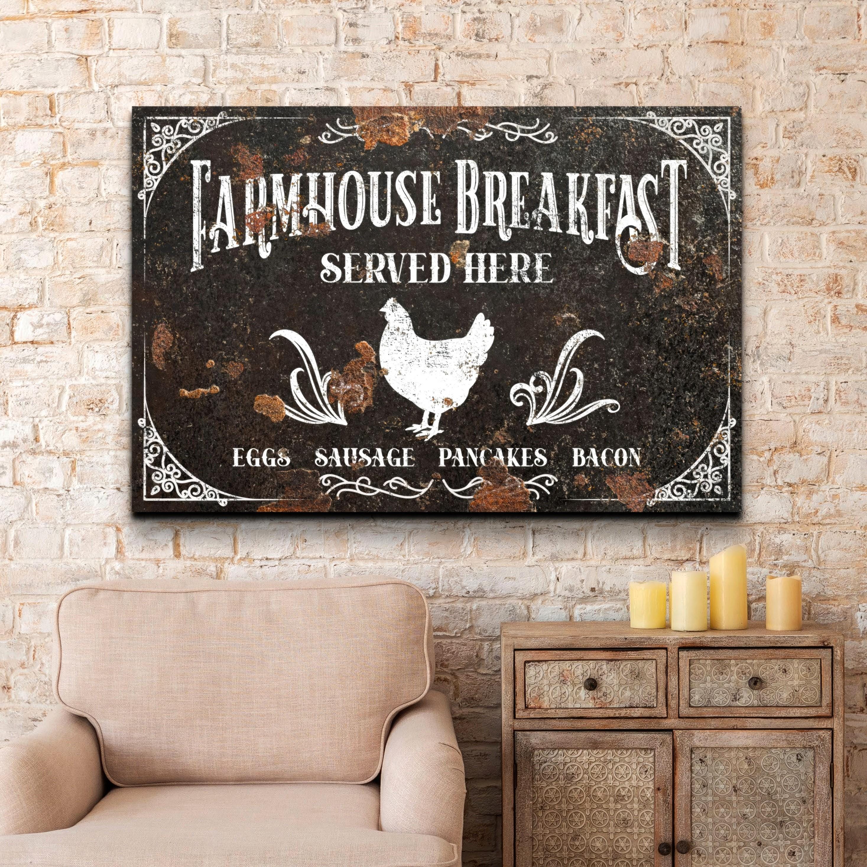 Rustic Farmhouse Breakfast Sign, Farm Wall Art, Primitive Kitchen Decor ...