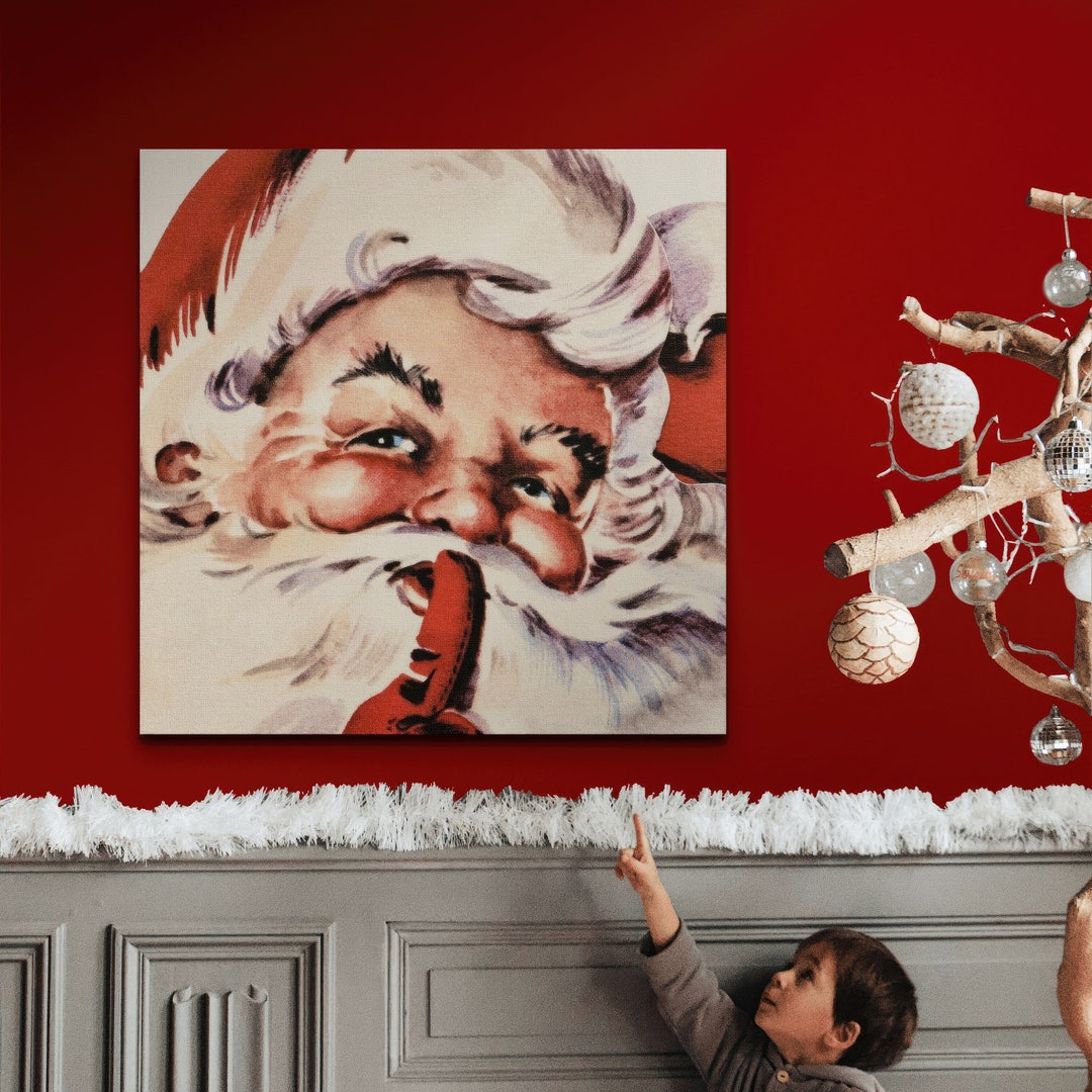Rustic Santa Clause Wall Art, Vintage Christmas Decor, Retro Xmas Home ...