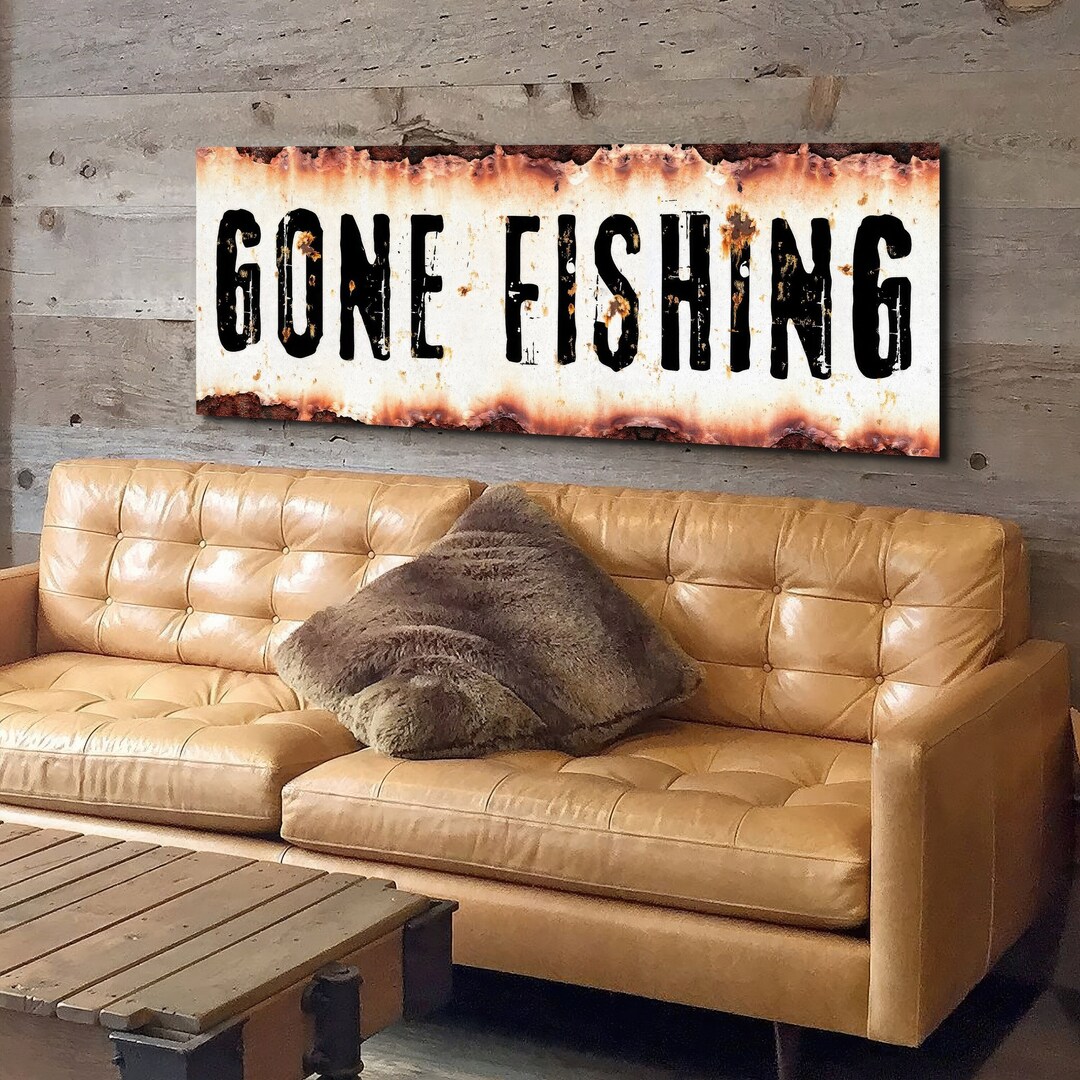 Gone Fishing Sign, Fisherman Gifts, Rustic Decor, Farmhouse Wall Art ...