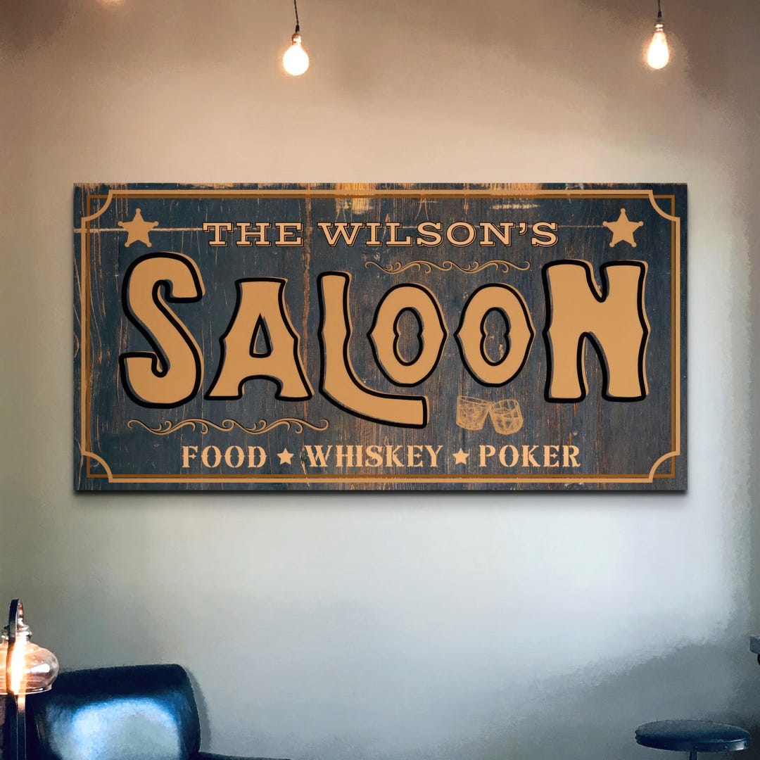Saloon Sign, Custom Western Wall Art, Personalized Country Cowboy Decor ...