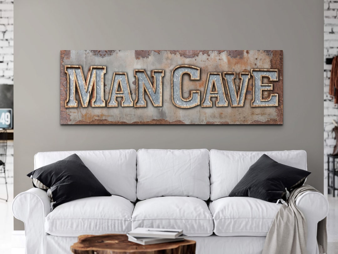 Rustic Man Cave Sign Basement Bar Wall Art Decor Rusty Home - Etsy
