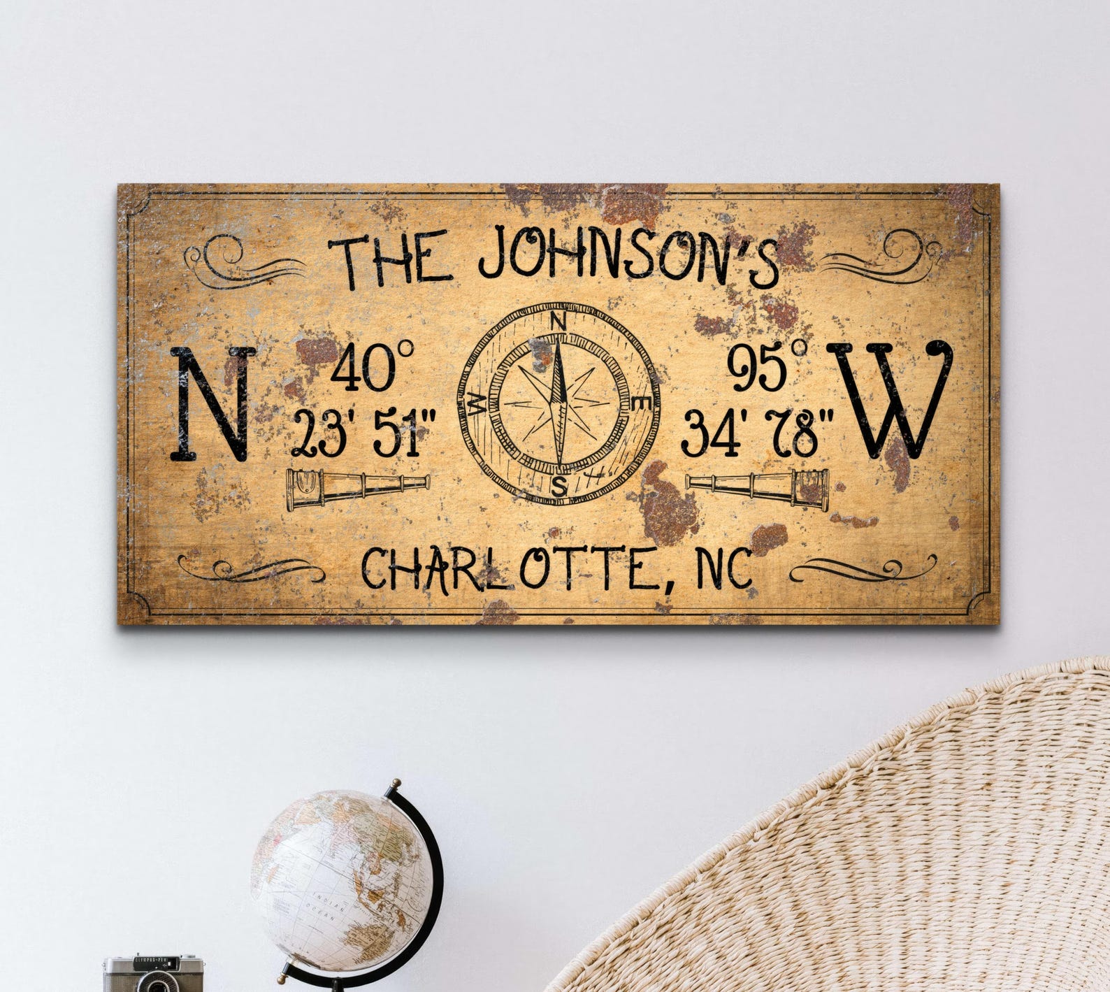 Personalized Coordinates Sign, Custom GPS Wall Art, Modern Farmhouse ...