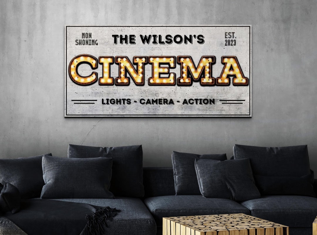 Cinema Sign, Personalized Theater Decor, Custom Home Movie Room Name ...